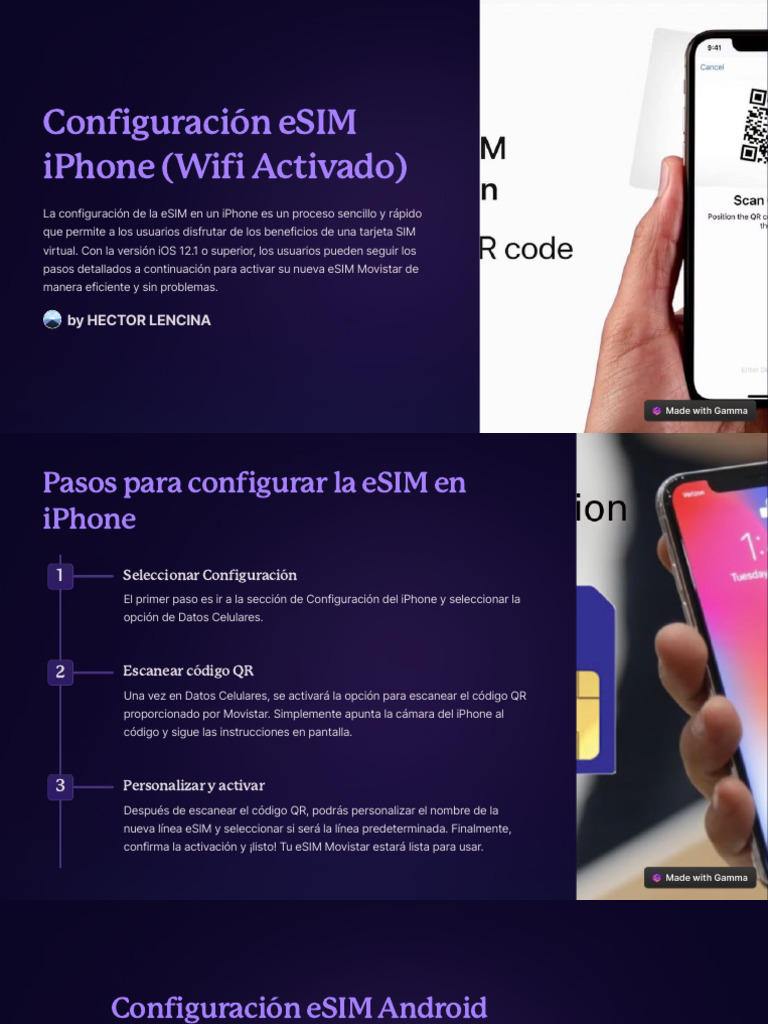 Configuracion eSIM Iphone Wifi Activado | Descargar gratis PDF | Yo telefono | Código QR