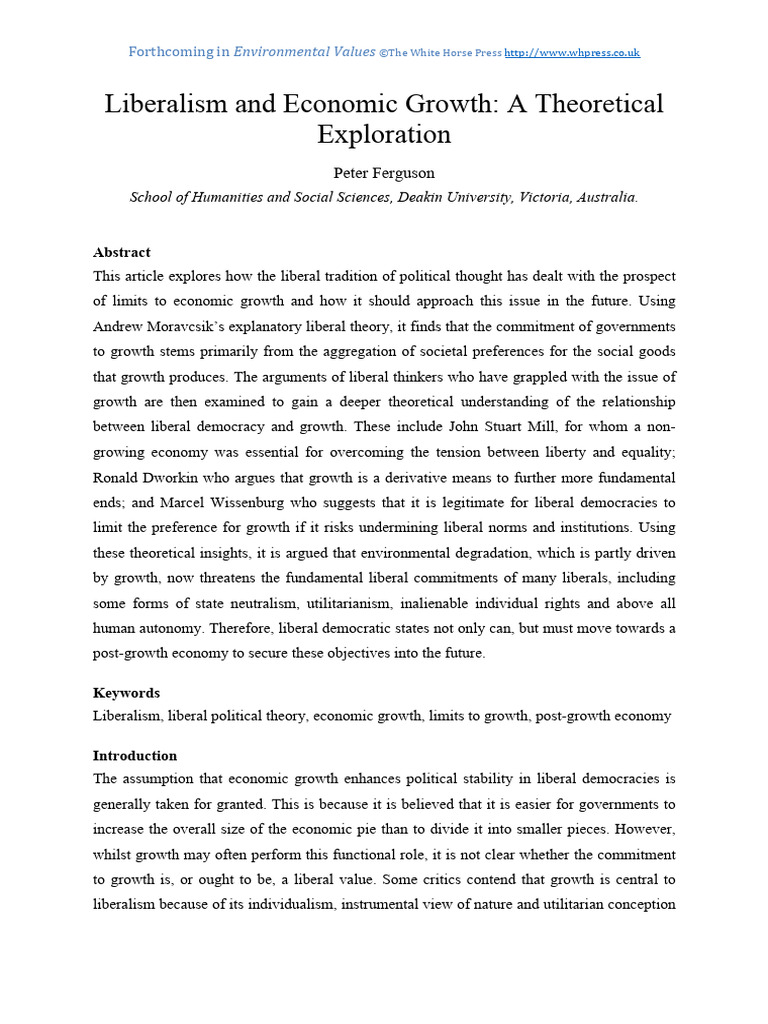 Liberalism and Economic Growth A Theoret | PDF | Liberalism ...
