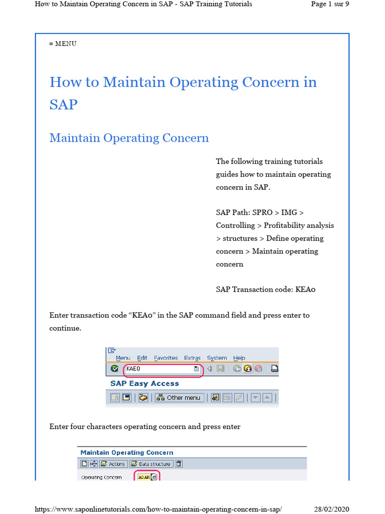 How To Maintain Operating Concern in SAP | PDF | Enterprise Resource ...