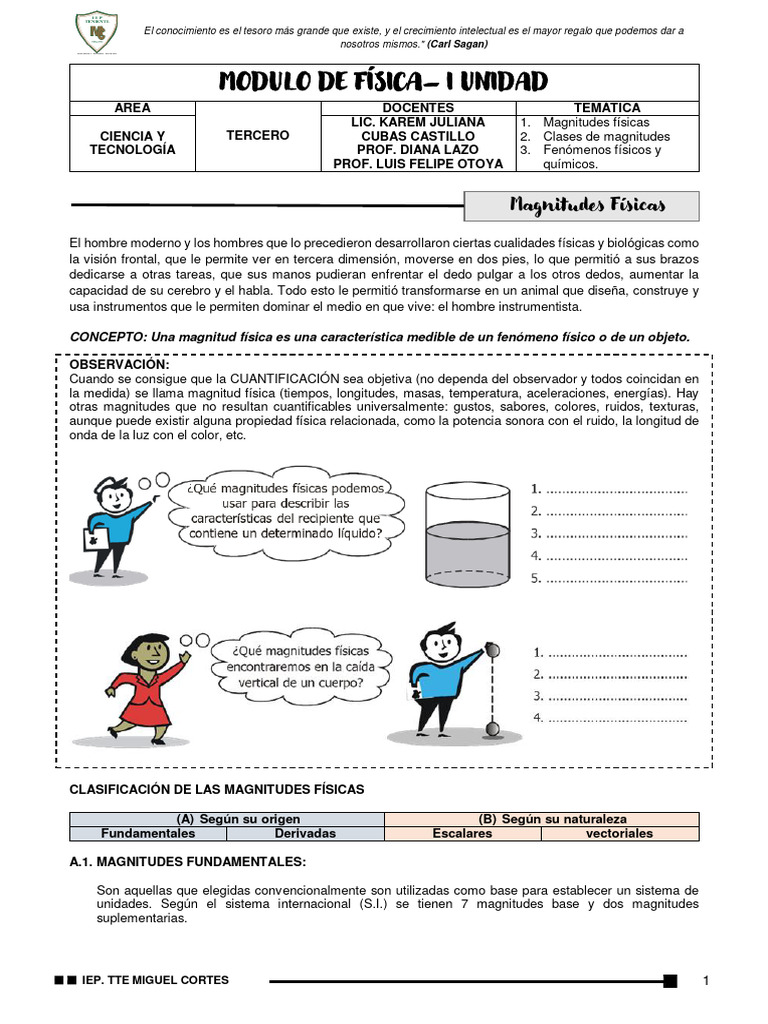 Modulo - Física - Tercero de Secundaria - Iu | Descargar gratis PDF | Sistema Internacional de ...