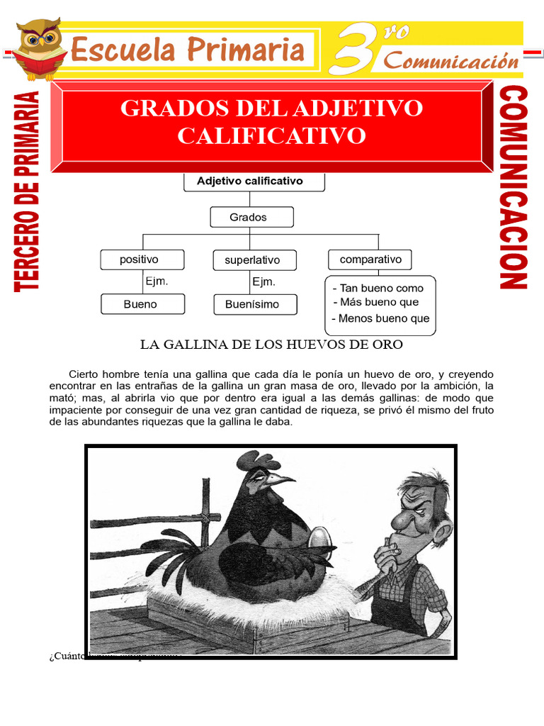Grados Del Adjetivo Calificativo para Tercero de Primaria | PDF ...