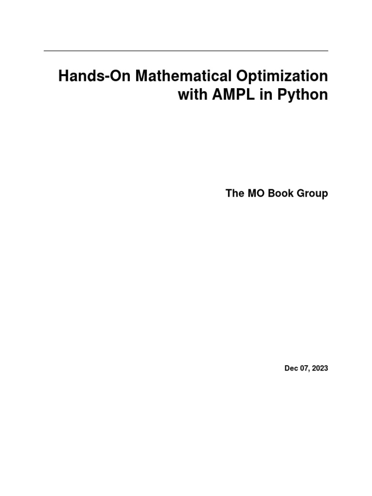 Mathematical Optimization with AMPL in Python | PDF | Mathematical ...