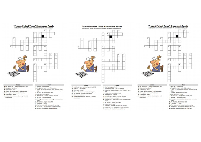 Present Perfect Crossword Puzzle | PDF