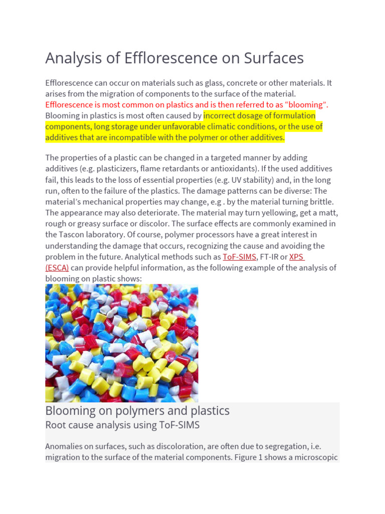 Polymer Blooming Analysis Techniques | PDF | Plastic | Polymers