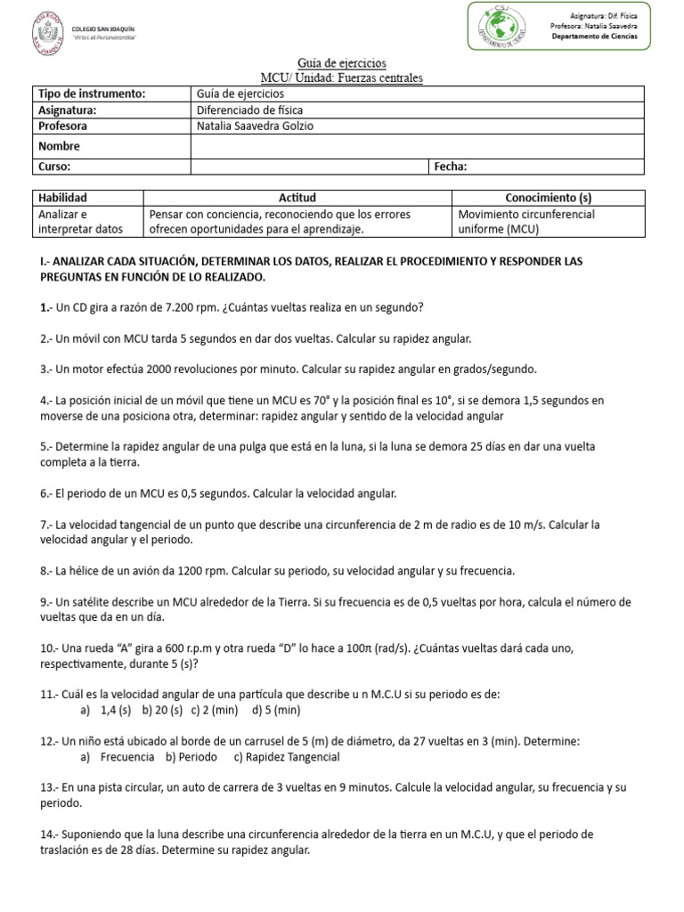 Guía de Ejercicios MCU-1 | PDF