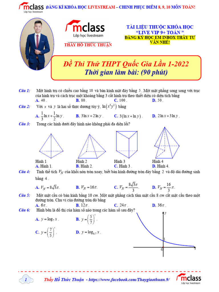 (HTT) - Thi thử THPT Quốc Gia lần 1 năm 2022 | PDF