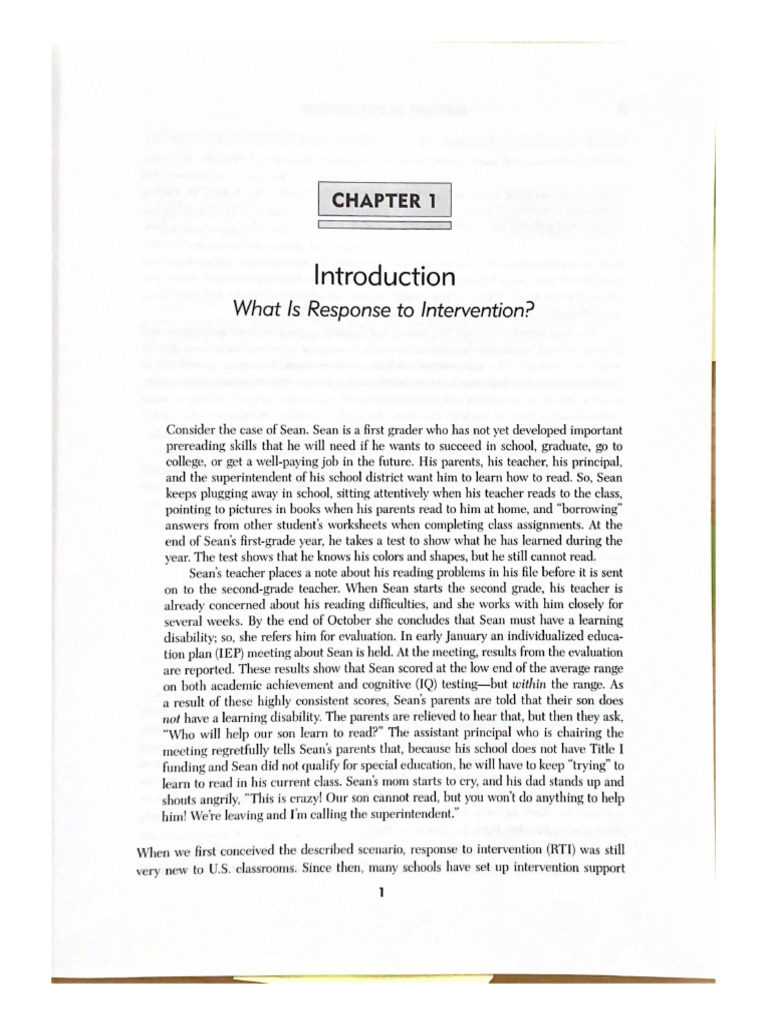 Chapter 1 Rti | PDF