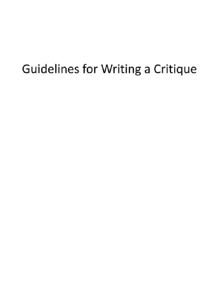 Guidelines For Writing A Critique 2053010 | PDF