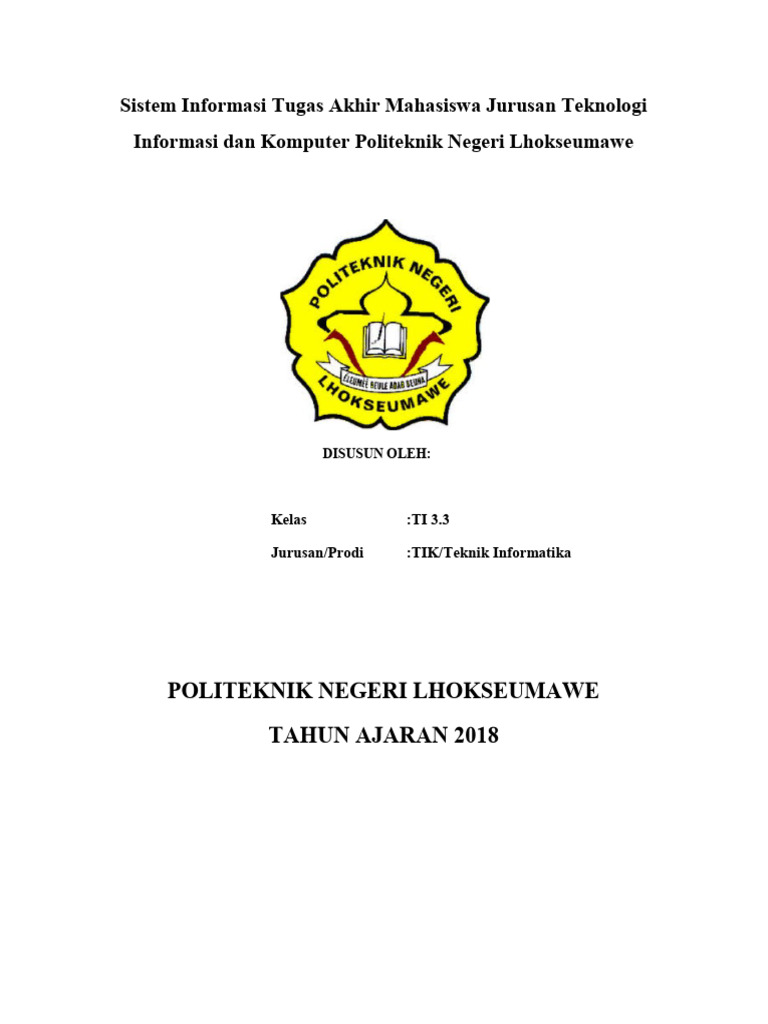 Sistem Informasi Tugas Akhir Mahasiswa Jurusan Teknologi Informasi Dan Komputer Politeknik ...