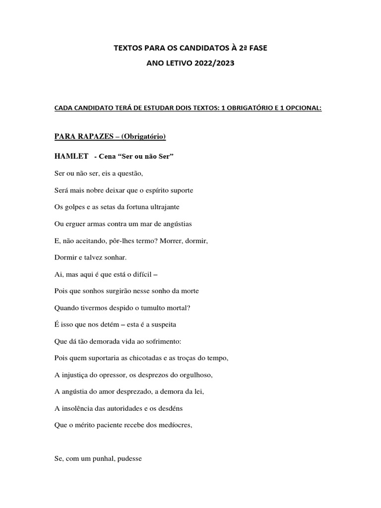 TEXTOS PARA OS CANDIDATOS A 2a FASE 1 | PDF | Aldeia