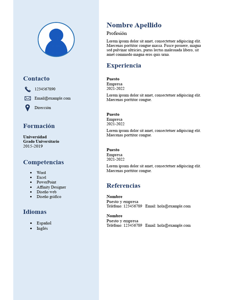 CV Basico Celeste Azul | PDF