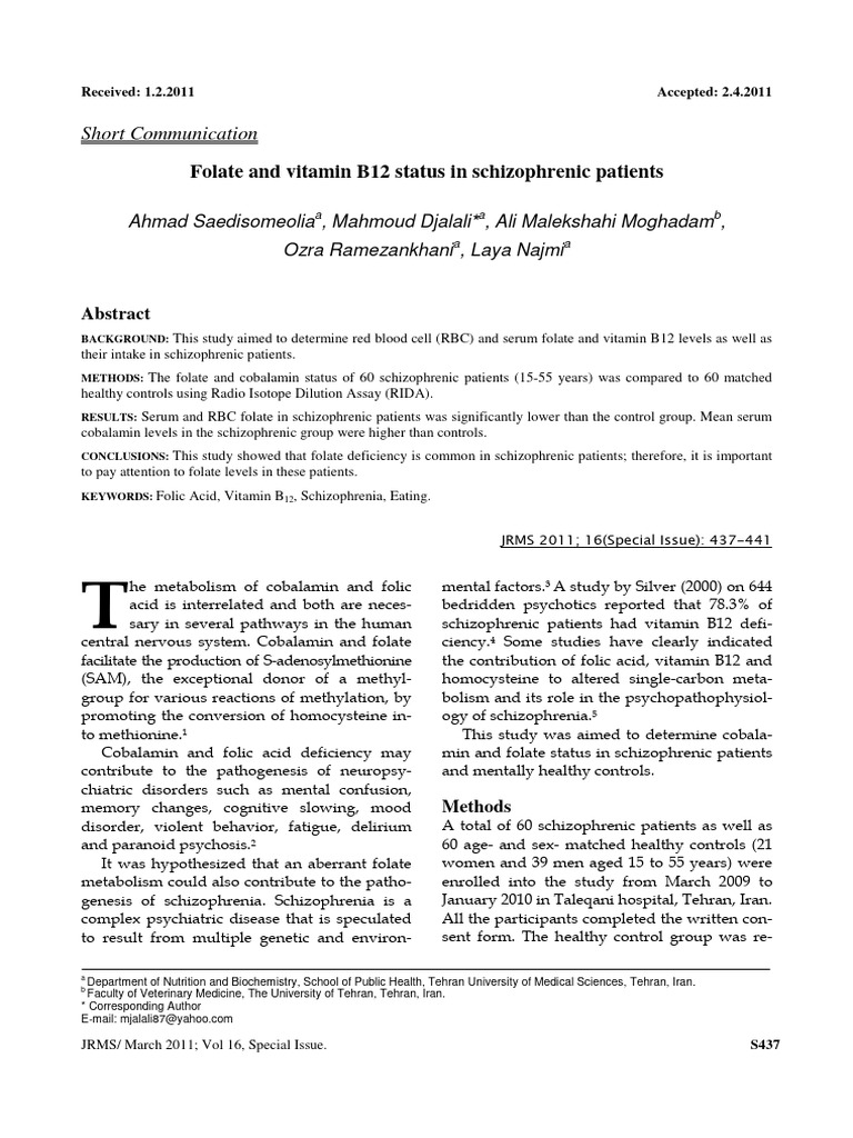 Jurnal 37 | PDF | Vitamin B12 | Schizophrenia