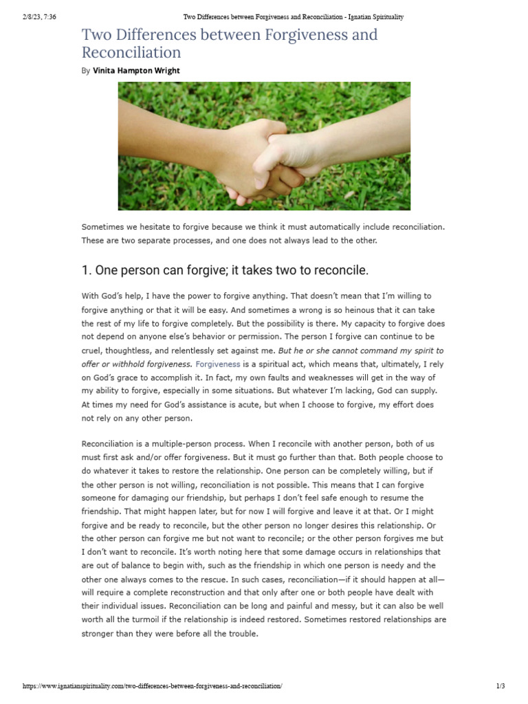 Forgiveness vs. Reconciliation Explained | PDF | Forgiveness | Social ...