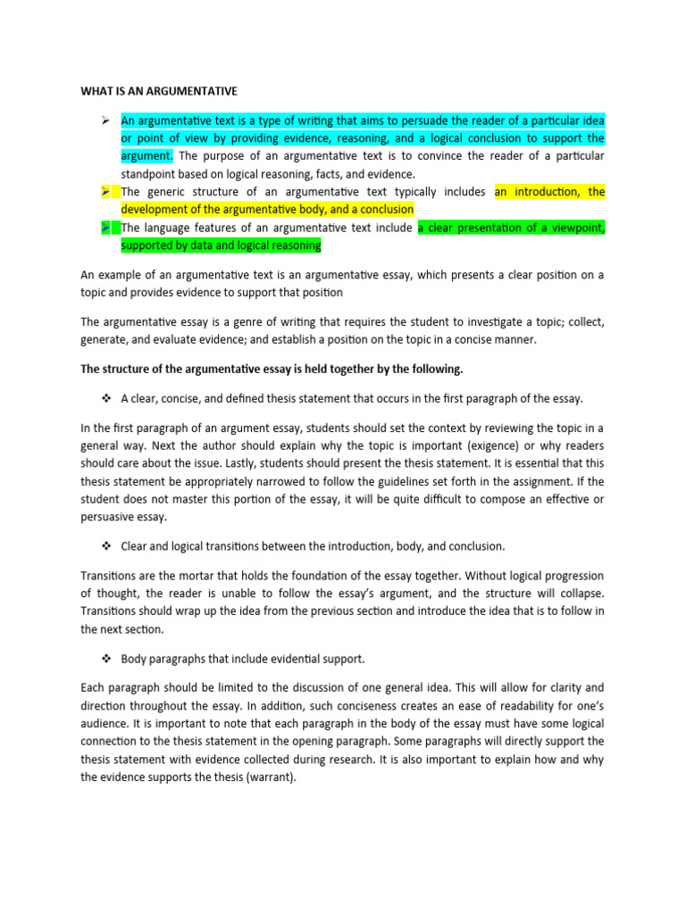Argumentative Material Ms Margaret For Grade 12 | Download Free PDF ...