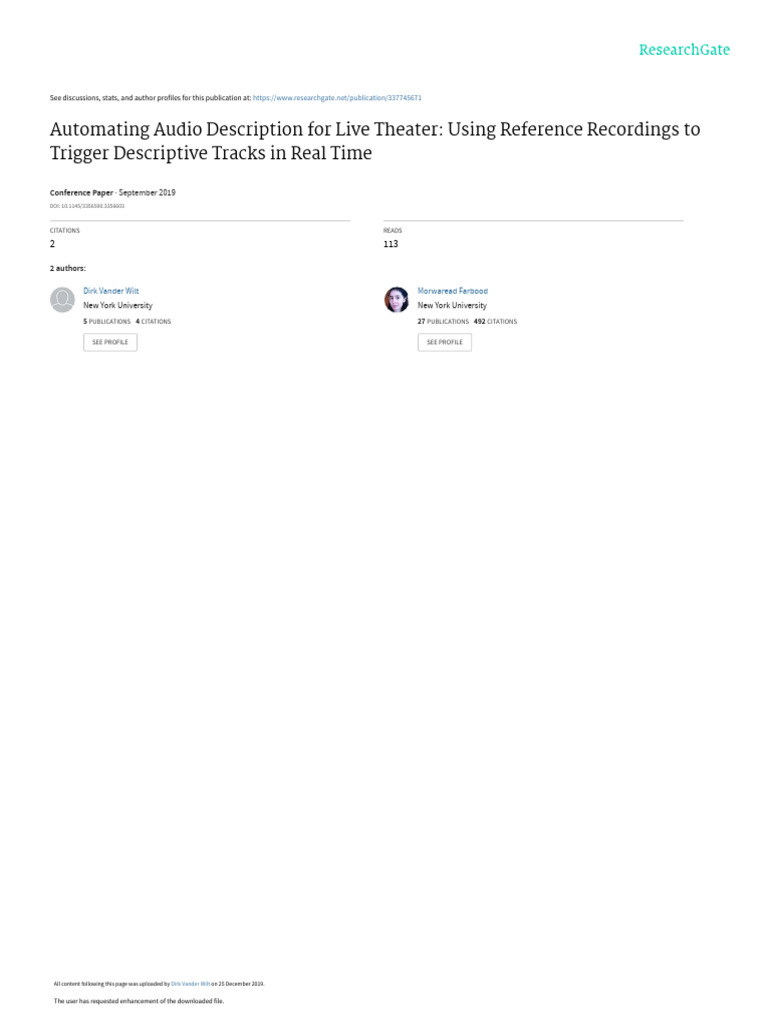 Automating Audio Description For Live Theater | PDF | Matrix ... Automating Audio Description For Live Theater | PDF | Matrix ...
