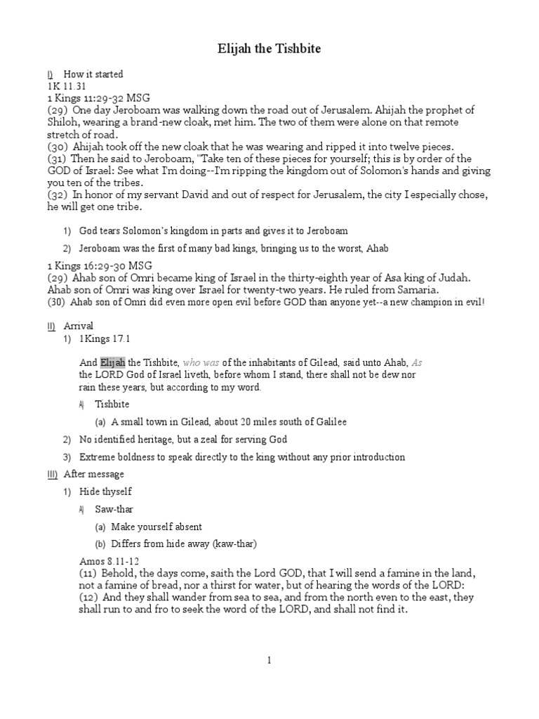 Elijah The Tishbite | Download Free PDF | Elijah | Prayer