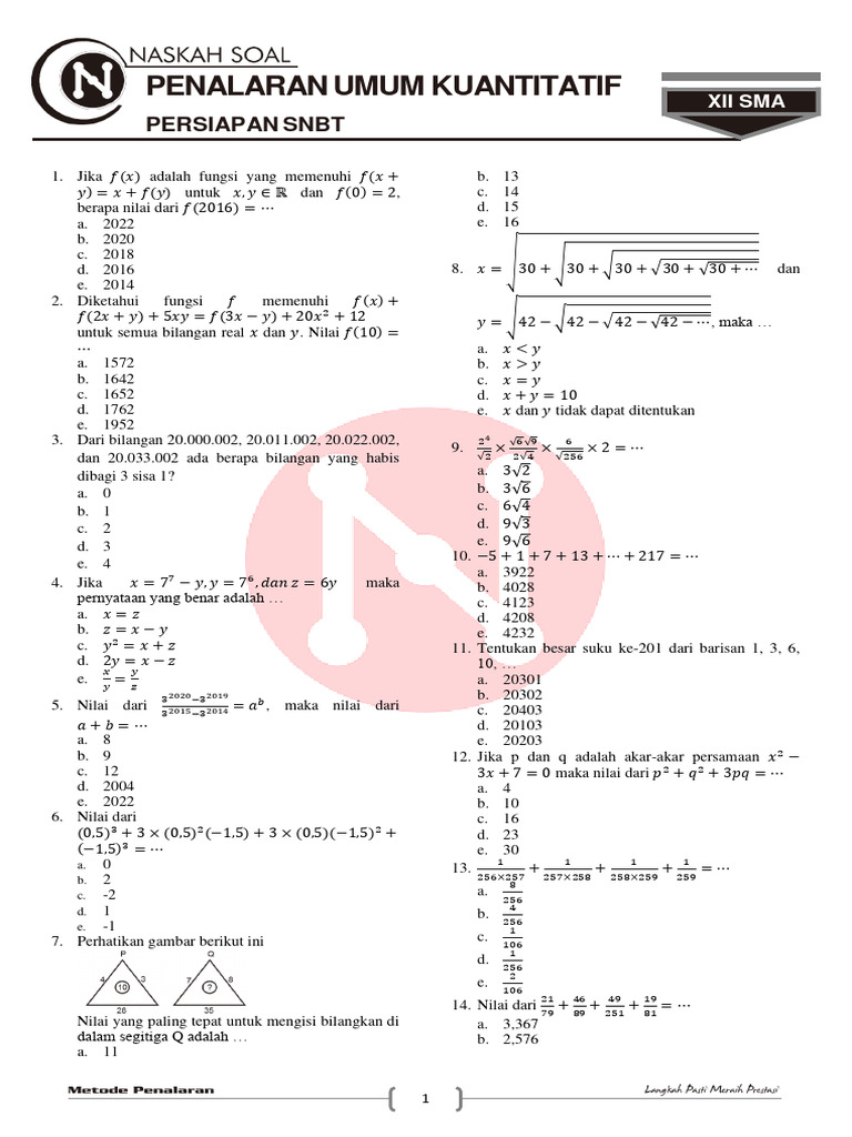 Penalaran Umum Kuantitatif 2 | PDF