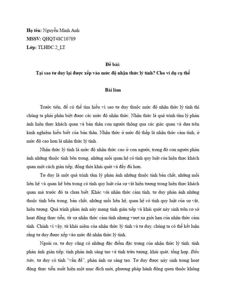 Bài Thi Gi A K TLHĐC | PDF