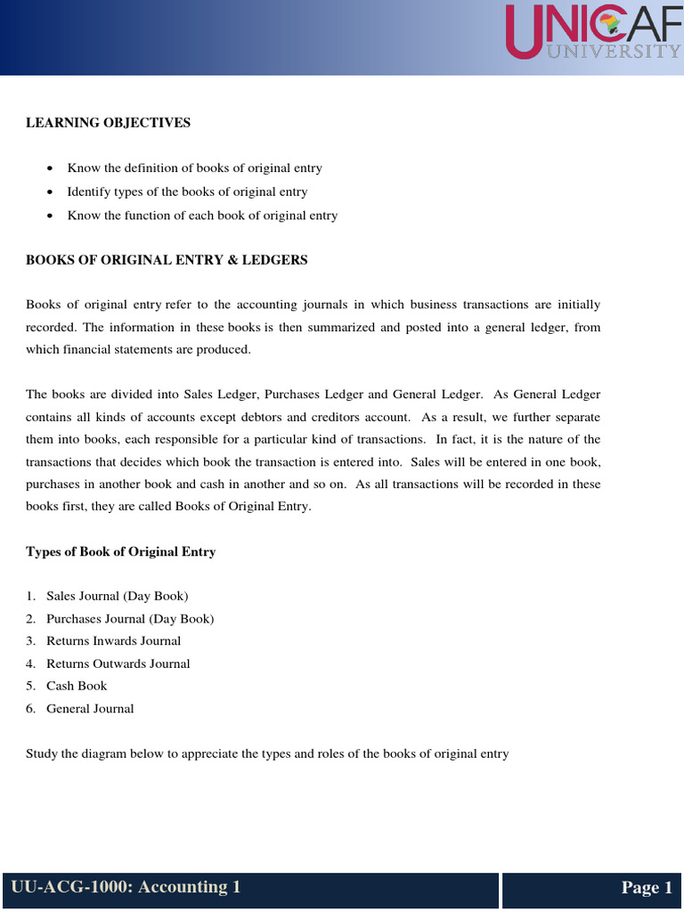 Introduction To Books of Original Entry (2) | PDF