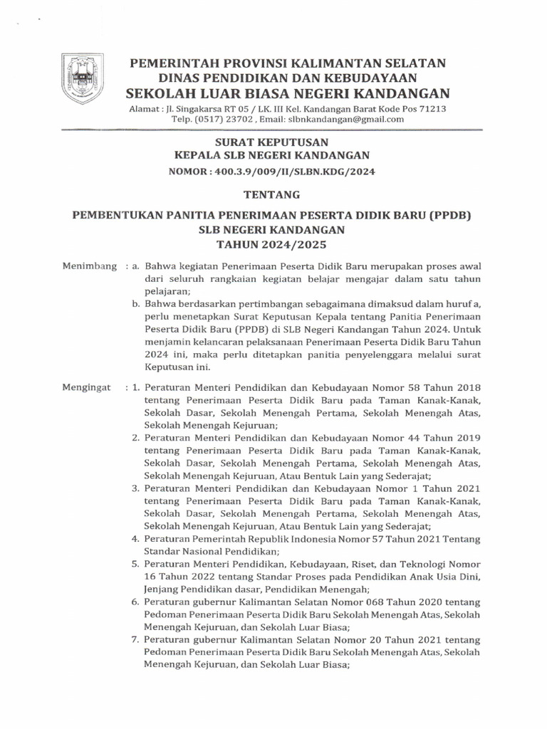 SK Tim PPDB | PDF