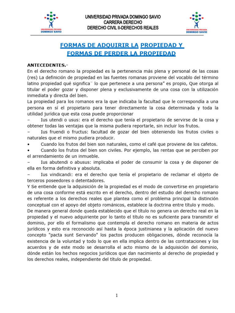 Formas de Adquirir La Propiedad | PDF | Propiedad | Dominio eminente