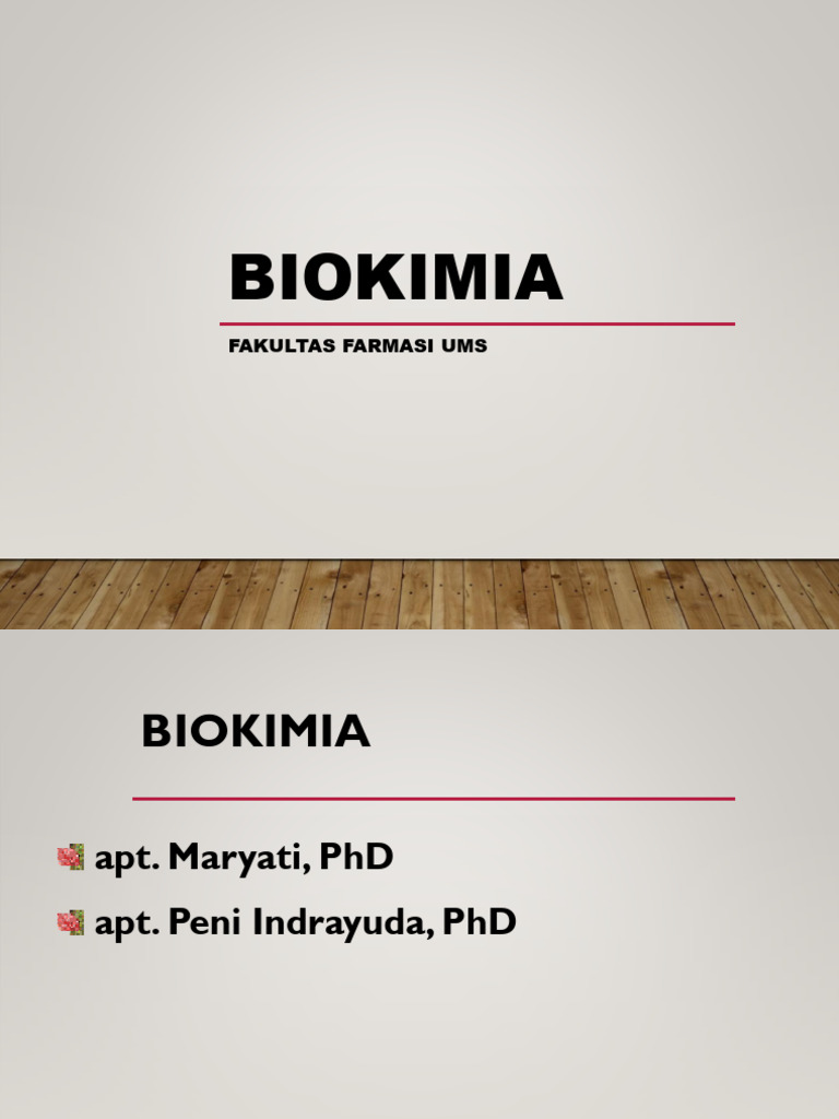 Kuliah I. Biokimia | PDF