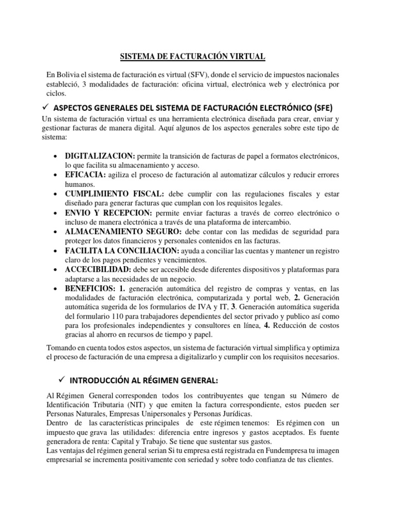 Sistema de Facturacion Virtual | Descargar gratis PDF | Factura