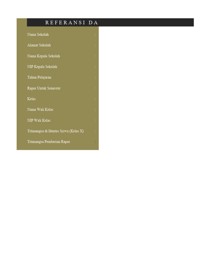 RAPOR Kelas X OT D Contoh | PDF