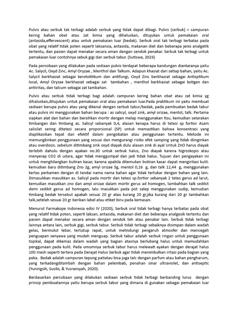 Pengertian dan Pembuatan Pulvis Obat | PDF | Pengembangan Diri ...