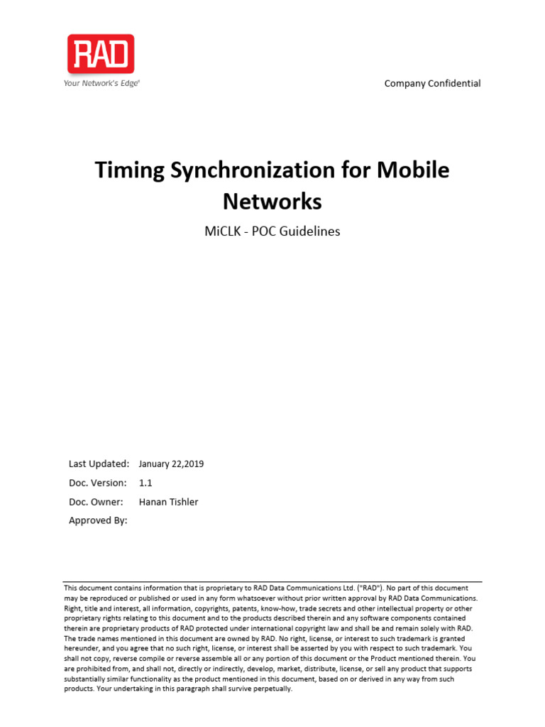 Timing Synchronization For Mobile Networks | PDF | Computer Network | Proprietary Software