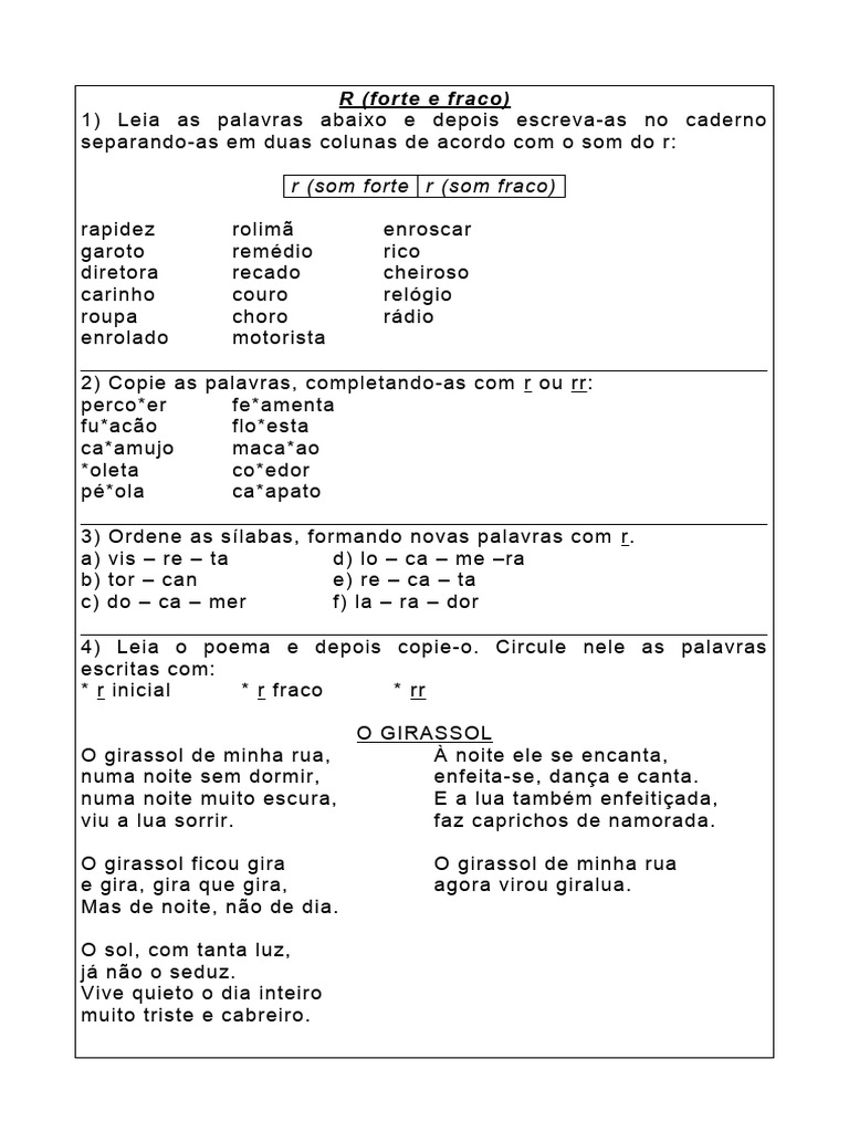 ORTOGRAFIA R (Forte e Fraco) | PDF