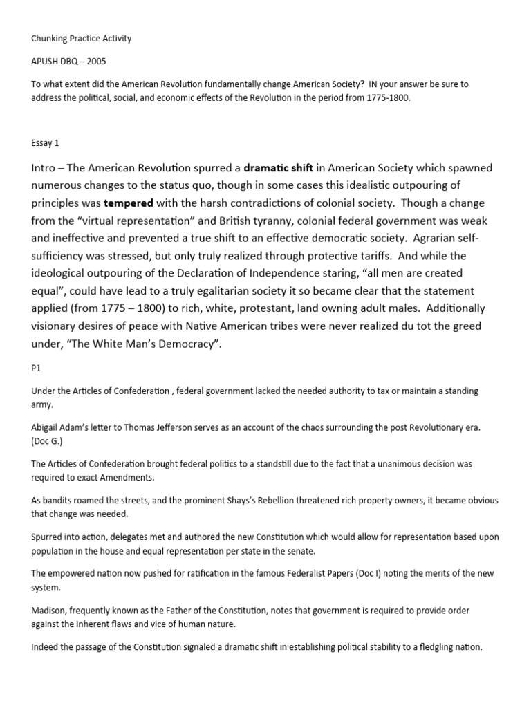 Chunking Practice Activity | PDF | American Revolution | James Madison