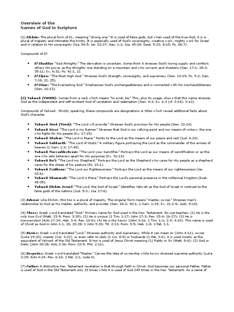 Names Of God Pdf Names Of God In Judaism Yahweh