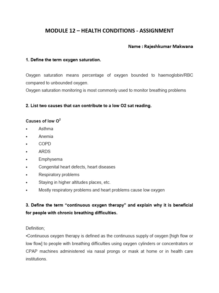 Module 12 - Health Conditions Raj | PDF | Breathing | Chronic ...