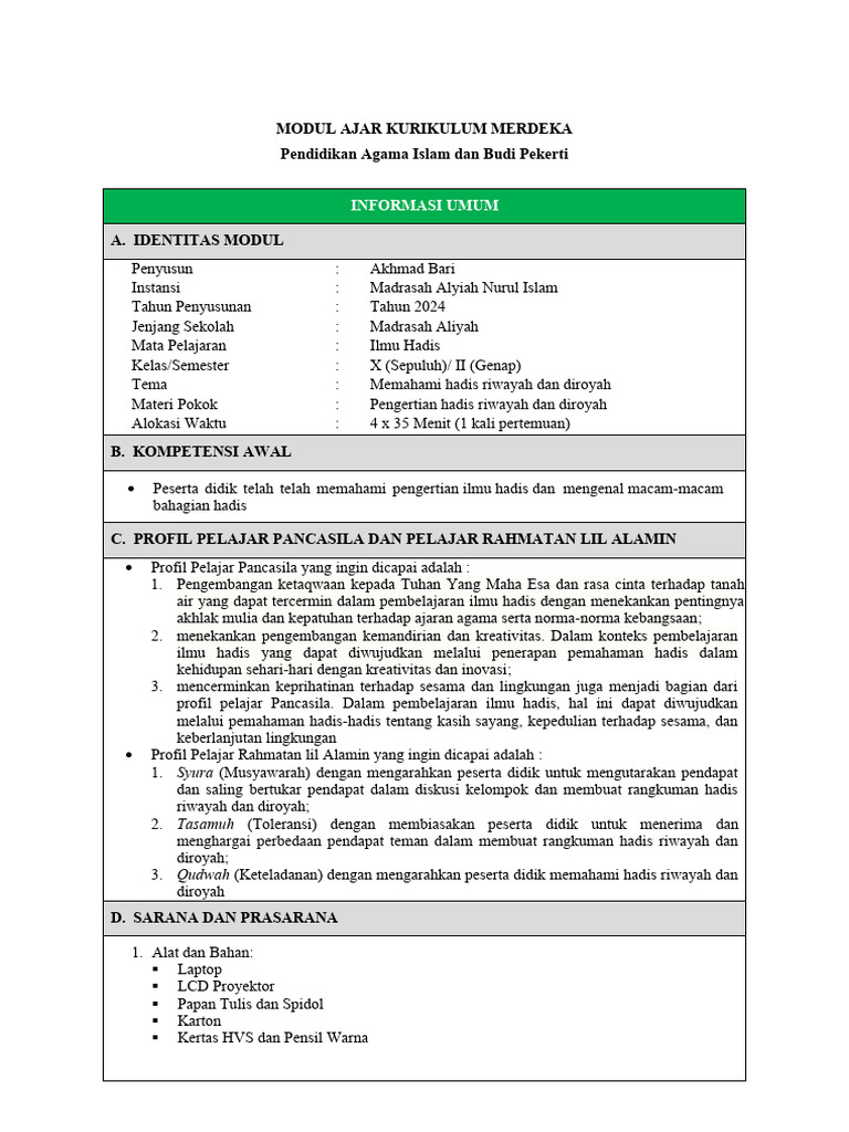 contoh Modul ajar PjBL IKM | PDF