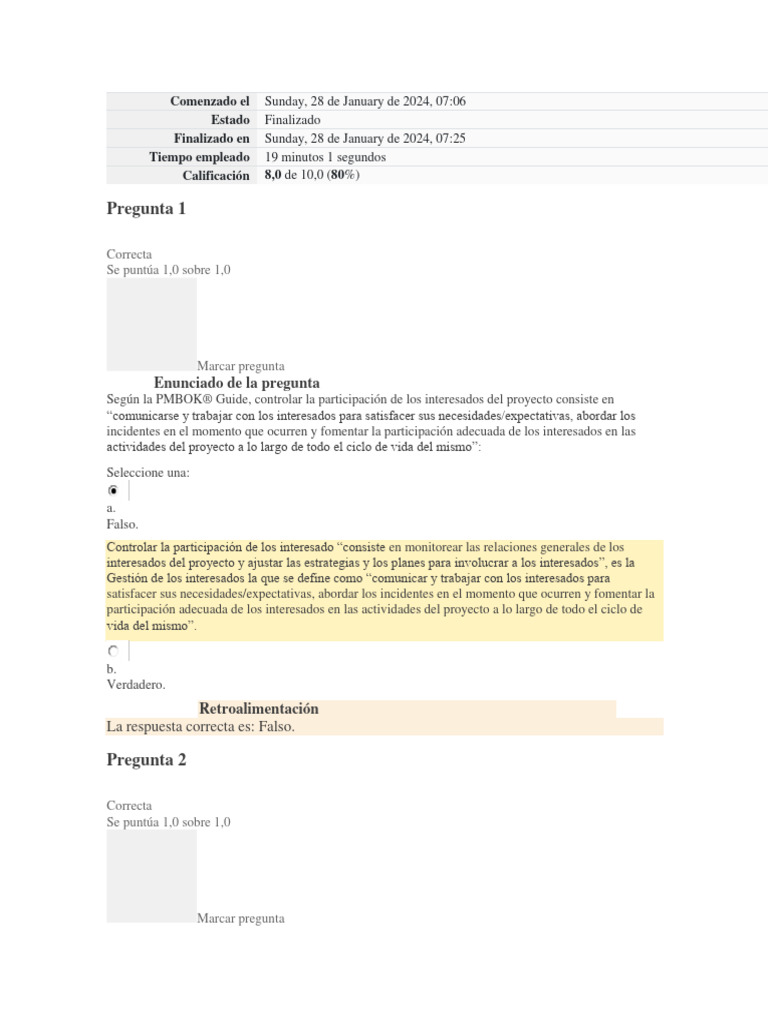 Examen Clase 6 Seguimiento de Proyectos | PDF