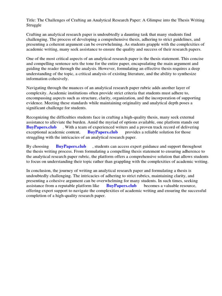Analytical Research Paper Rubric | PDF | Rubric (Academic) | Analytics Analytical Research Paper Rubric | PDF | Rubric (Academic) | Analytics