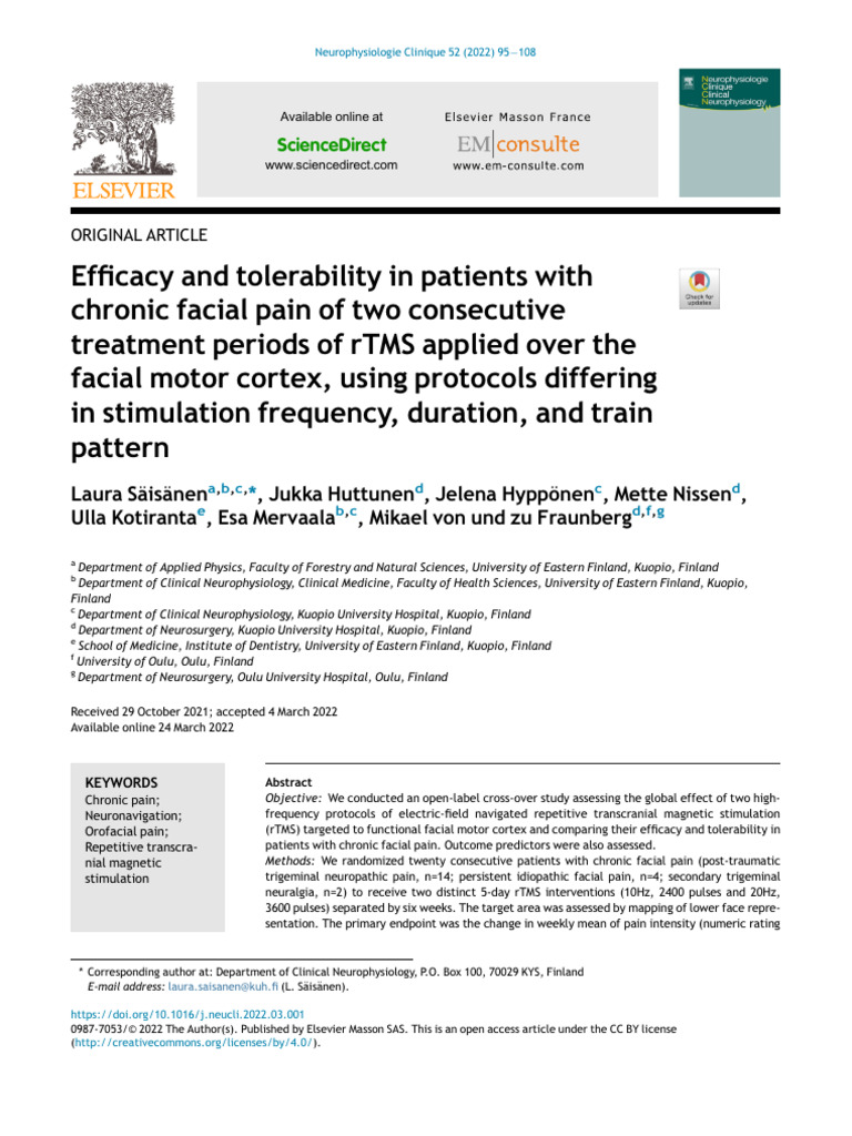 Manejo de Dolor Facial Con RTMS | PDF | Pain | Pain Management