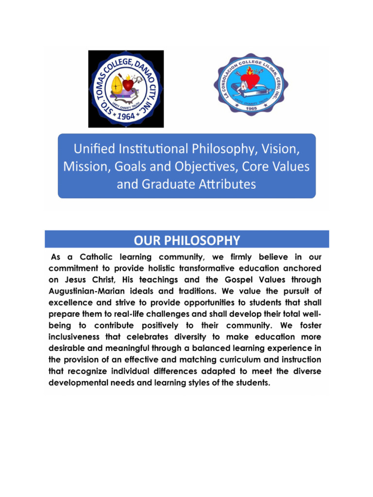 Unified Philosophy Goals Vision Mission | PDF
