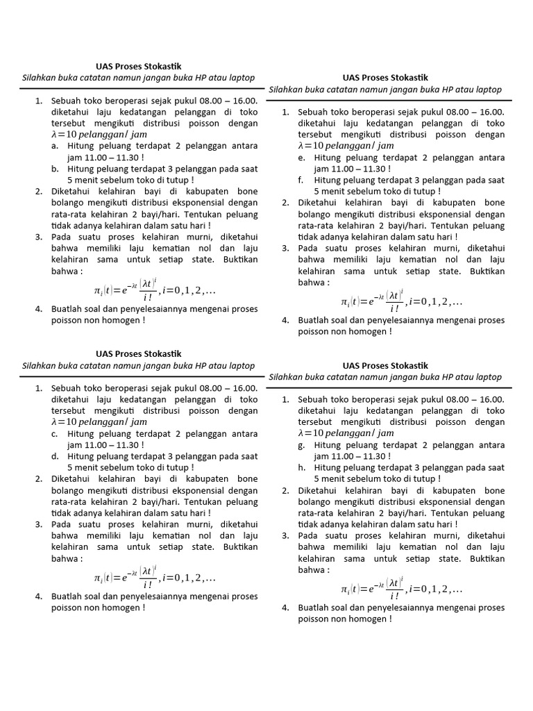 Analisis Proses Stokastik dan Peluang | PDF