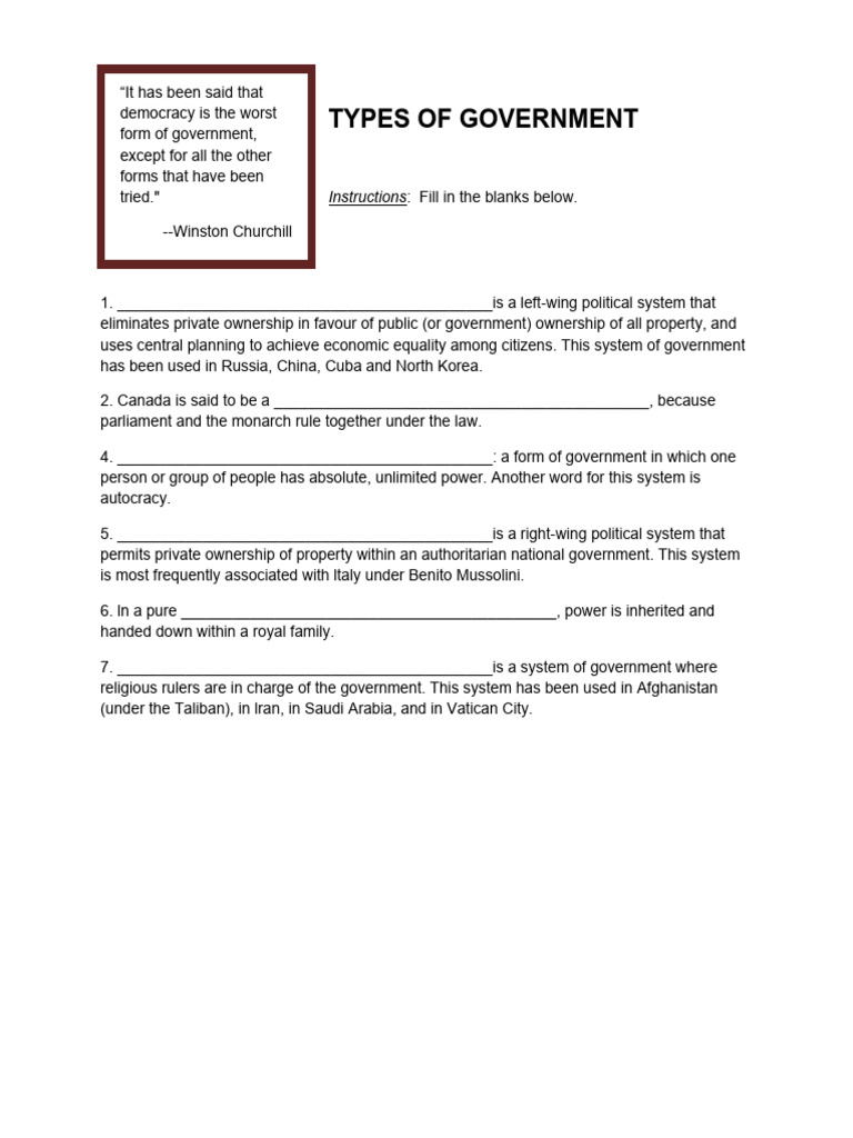 Types of Government | PDF