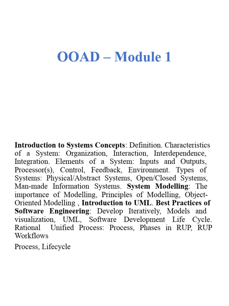 Ooad Module 1 1 Pdf Unified Modeling Language Class Computer Programming