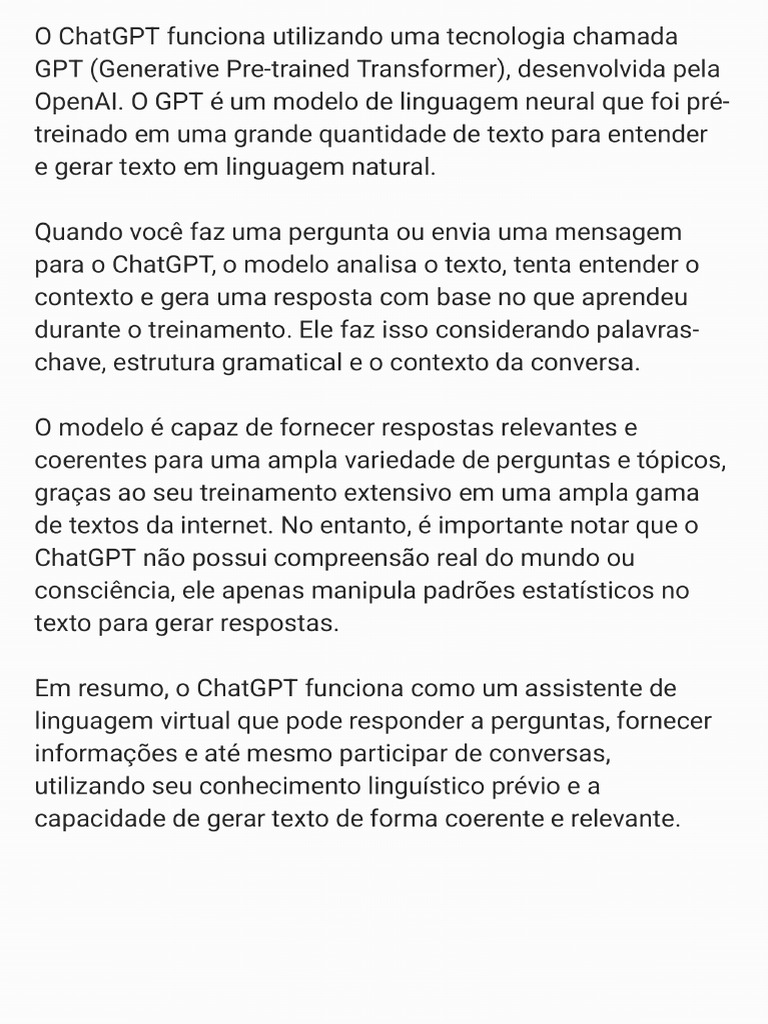 Como Chat Gpt Funciona | PDF
