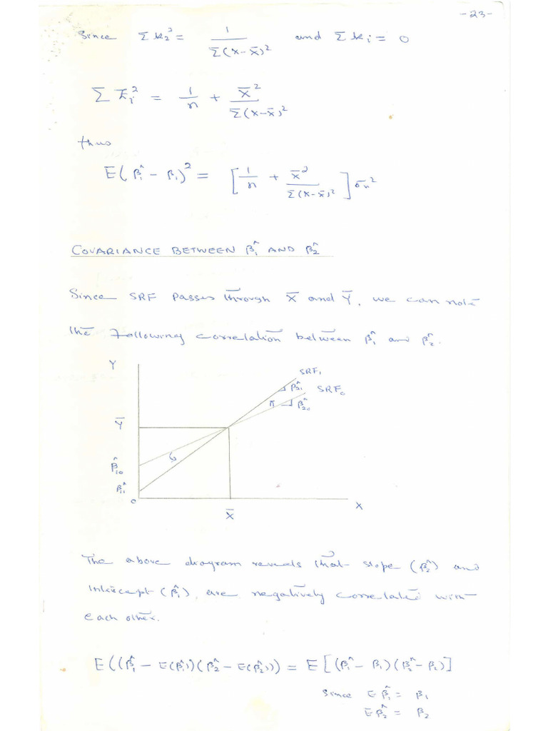 Econometrics Class Notes Covariance Pdf 