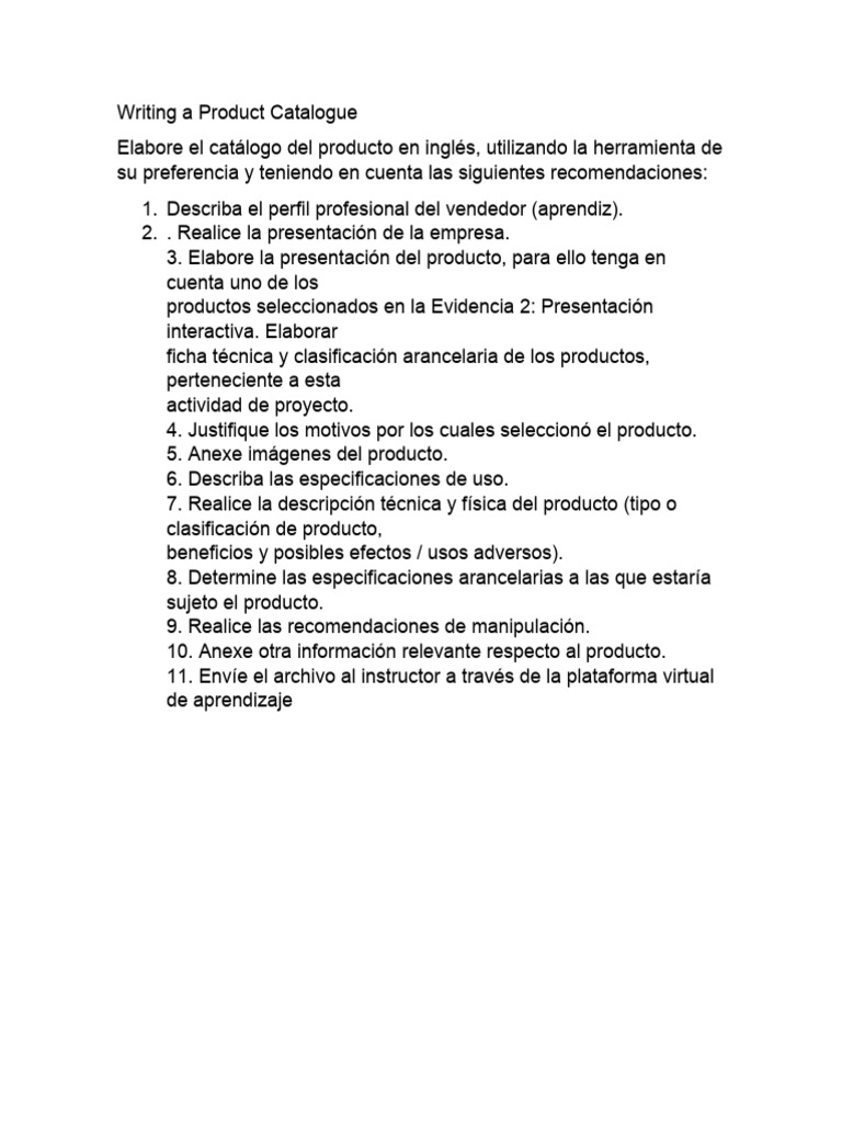 Writing A Product Catalogue | PDF
