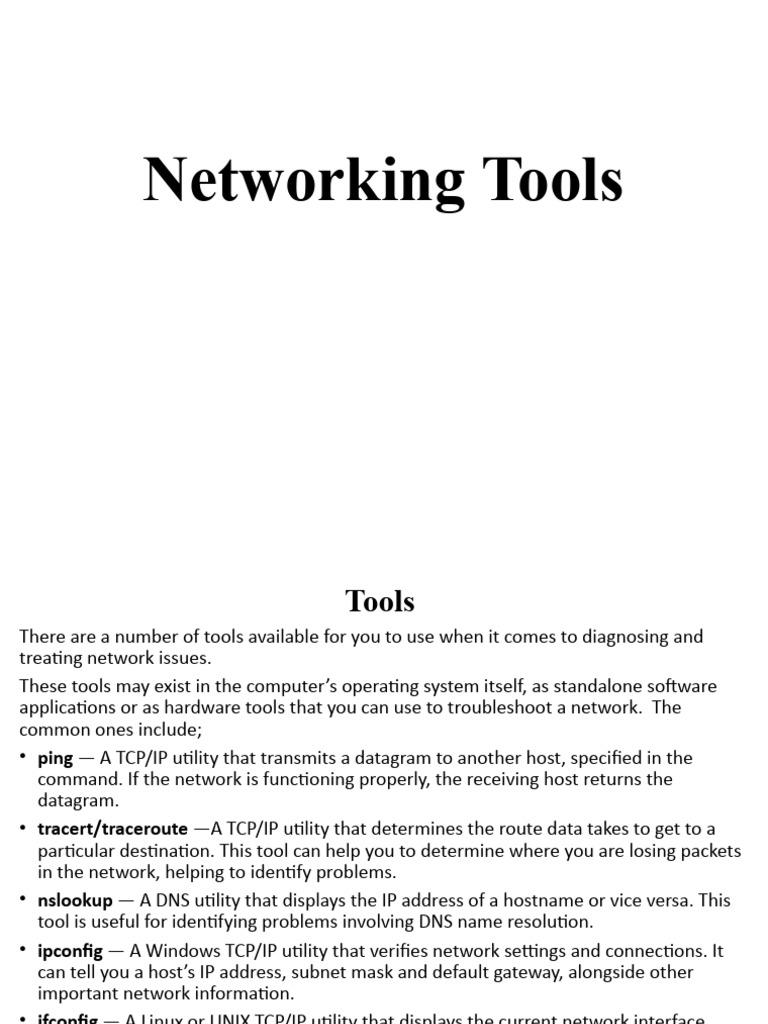Networking Tools | PDF | Ip Address | Computer Network