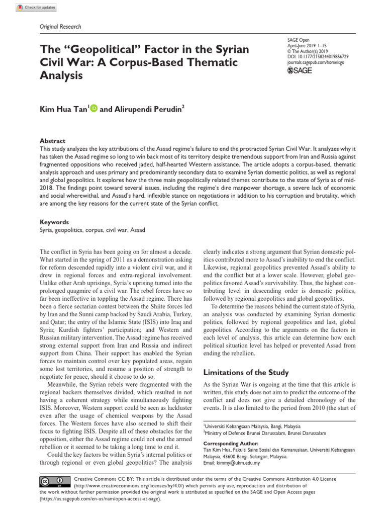 Read - The Geopolitical Factor in The Syrian Civil War A Corpus-Based Thematic Analysis | PDF ...
