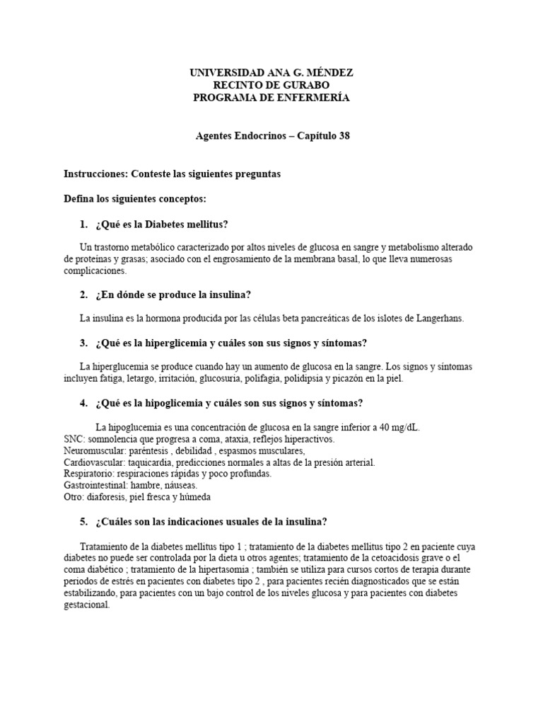 Agentes para El Control de Los Niveles de Glucosa | PDF | Diabetes ...