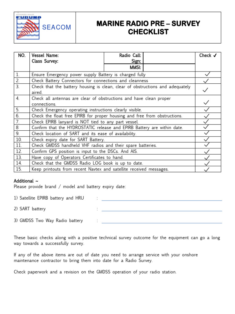 Daya Ceria Pre Survey Checklist | PDF
