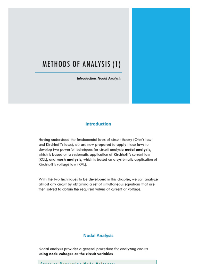 Dc Circuits Methods Of Analysis Part 1 Download Free Pdf Electrical Network Network